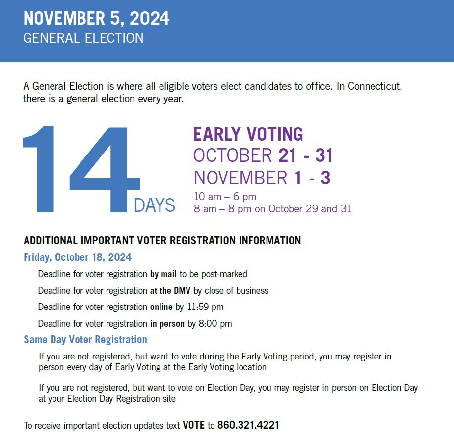 Early Voting for the November 2024 Election | Connecticut House Democrats